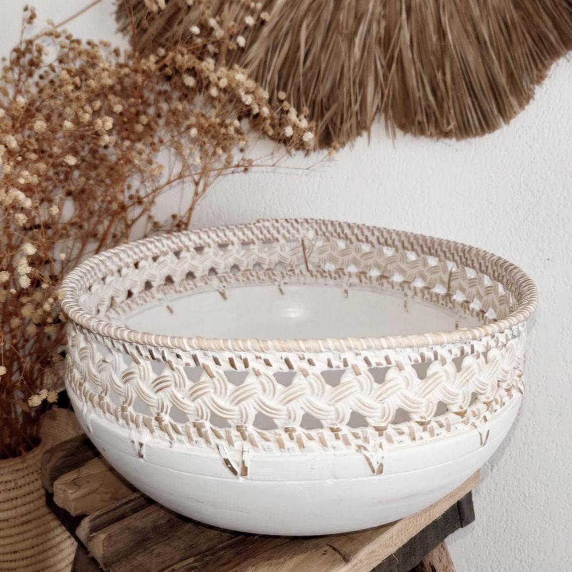 Bol Boho en Bois avec détails en Rotin – MY BLISS HOME
